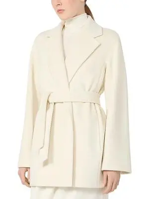 Max Mara Mxmondina Belted Wool Coat - White