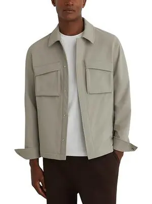 REISS Divide Zip Through Twin Pocket Overshirt - Soft Sage