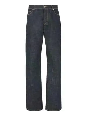 Fendi Contrast-stitch Straight-leg Jeans - Blue