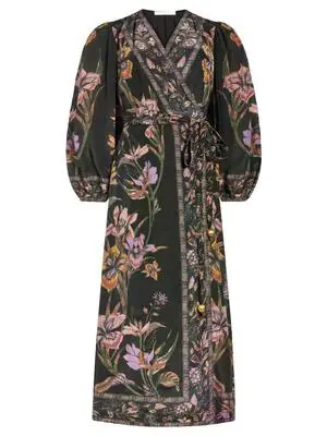 MARIE OLIVER Everette Floral-print Wrap Midi Dress