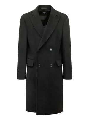 BOSS Double-breasted Peak-lapels Coat - Black