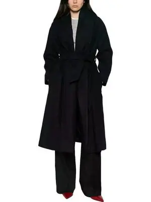 TWINSET Belted Shawl-collar Coat - Blue