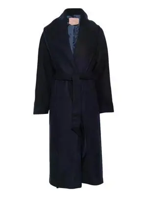 TWINSET Belted Shawl-collar Coat - Blue