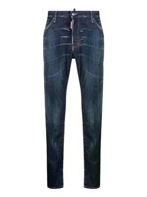 Dsquared2 Faded-effect Whiskered Jeans - Blue