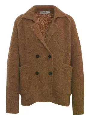 JUCCA Double-breasted Bouclé Cardigan - Brown