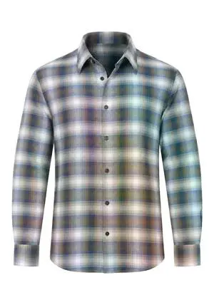 Armani Exchange Check-pattern Button-up Shirt - Blue