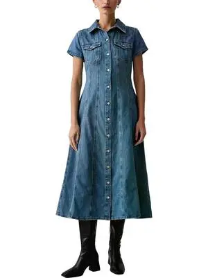 LEVI'S Short-sleeve Denim Midi Dress - Blue