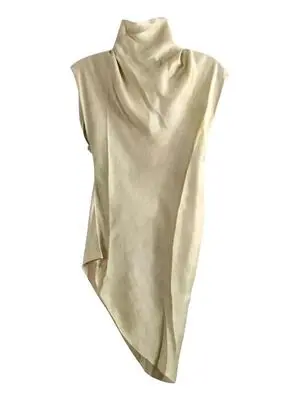 CORTANA Ocaso Asymmetric Draped Top - Neutrals
