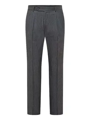 BOSS Pleated Virgin-wool Trousers - Grey