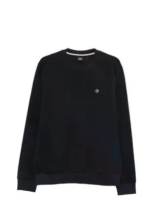 BOSS Logo-patch Crew-neck Sweatshirt - Blue