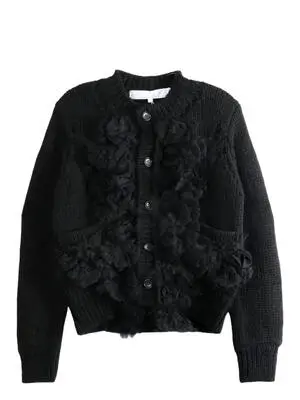 COMME DES GARÇONS TAO Ruffle-trimmed Chunky-knit Cardigan