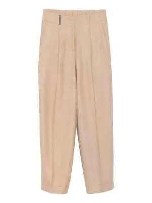 Peserico Pleated-detail Turn-up Trousers - Neutrals