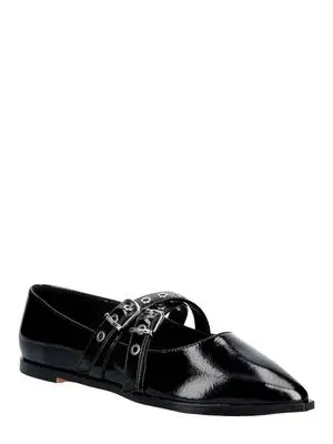 BUFFALO Marly Cross Buckled Ballet Flats - Black