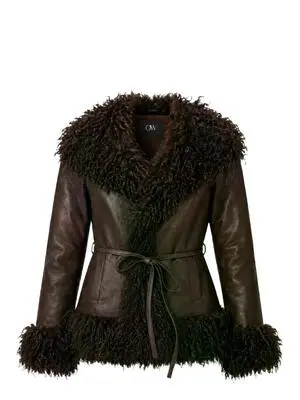 OW Faux Fur-trimmed Jacket - Brown