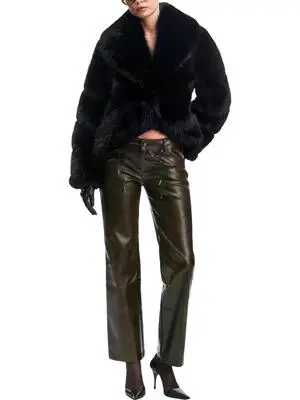OW Milan Faux Fur Jacket - Black