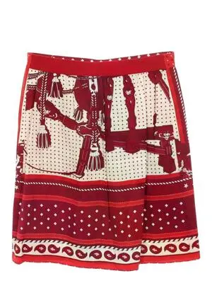 Hermès 2010s Silk Midi Skirt - Red