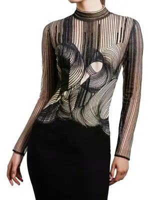 GEMY MAALOUF Bead-embellished Semi-sheer Dress