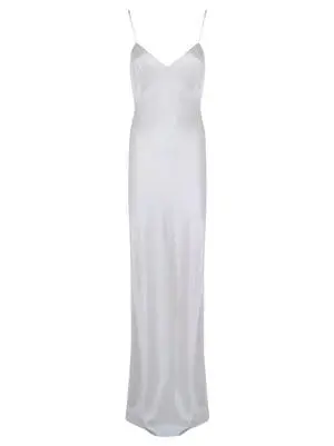 Max Mara Satin-finish Spaghetti-strap Maxi Dress - White