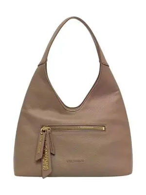 Moschino Logo-plaque Pebbled-effect Tote Bag - Neutrals