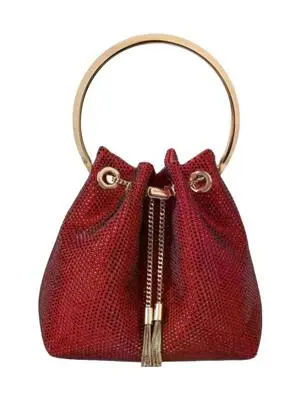 JIMMY CHOO Bon Bon Crystal-embellished Bucket Bag Red
