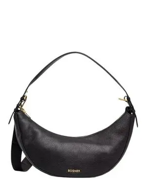 Bogner Wallis Kyla Grained-leather Crescent Shoulder Bag - Black