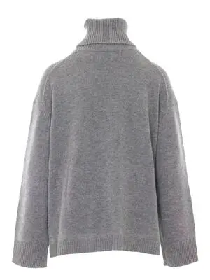 ALLUDE Roll-neck Cashmere Sweater - Grey