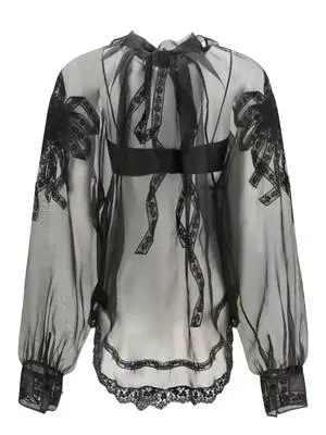 Ermanno Scervino Embroidered Pussy-bow Shirt - Black