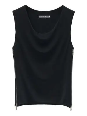Alexander Wang Zipper Detail Cowl Neck Tank - Black