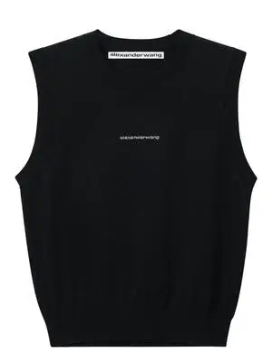 Alexander Wang Crystal Hotfix Logo Tank - Black