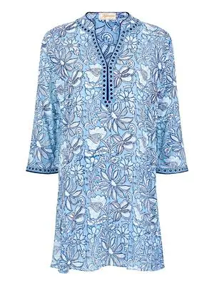 KAMINEE Light Cotton Voile Kaftan Palm Springs - Blue