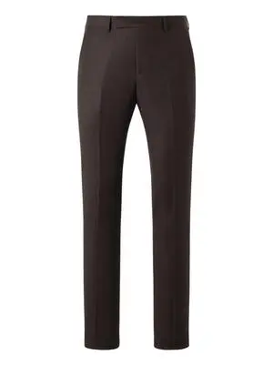 Paul Smith Straight-leg Wool And Cashmere-blend Flannel Trousers - Brown