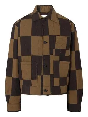 KARDO Bodhi Embroidered Checked Cotton Blouson Jacket - Brown