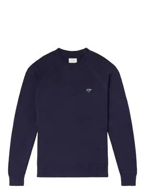 Aimé Leon Dore Aimé Leon Dore - Logo-Embroidered Cotton Sweater - Men - Blue - XS Blue