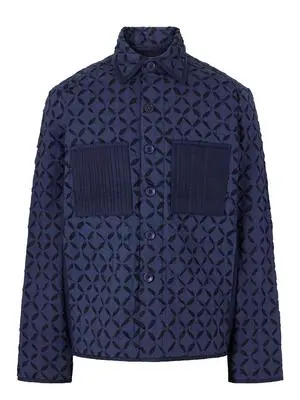 KARDO Wynton Cut-out Padded Textured-cotton Blouson Jacket - Navy