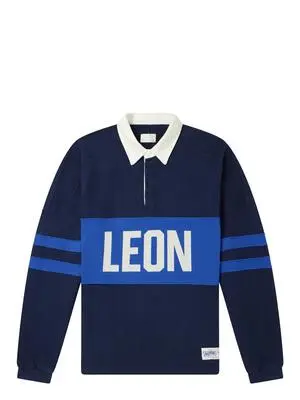 Aimé Leon Dore Logo-intarsia Striped Cotton Polo Shirt - Blue