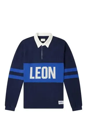 Aimé Leon Dore Logo-intarsia Striped Cotton Polo Shirt - Navy