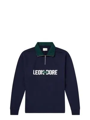 Aimé Leon Dore Logo-appliquéd Cotton Half-zip Sweatshirt - Blue
