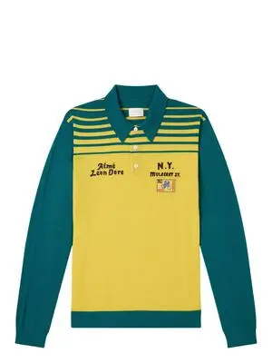 Aimé Leon Dore Logo-embroidered Merino Wool Polo Shirt - Yellow