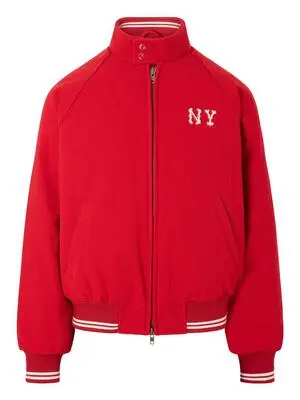 Aimé Leon Dore Ny Highlanders Logo-embroidered Wool-blend Varsity Jacket - Red