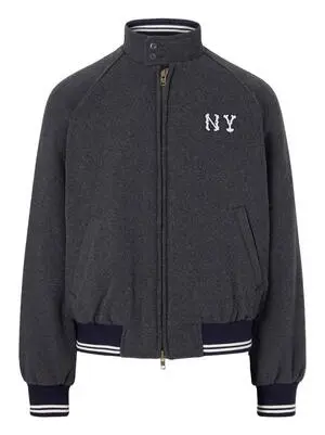 Aimé Leon Dore Ny Highlanders Logo-embroidered Wool-blend Varsity Jacket - Gray