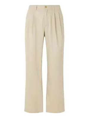 Aimé Leon Dore Straight-leg Pleated Cotton Trousers - Neutrals