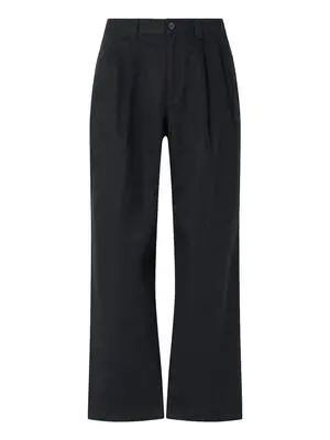 Aimé Leon Dore Straight-leg Pleated Cotton Trousers - Black