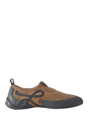 Loewe Grip Aqua Rubber-trimmed Stretch Suede Sneakers - Brown