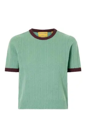 Guest In Residence Rib Ringer Cashmere T-shirt - Green