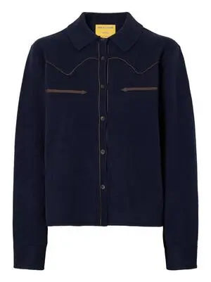 Guest In Residence Western Cropped Cashmere Cardigan - Blue