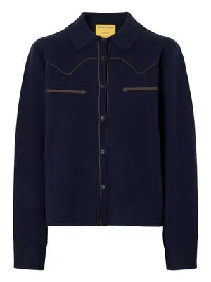 Guest In Residence Western Cropped Cashmere Cardigan - Navy