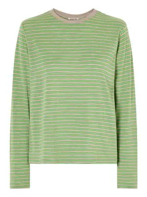 Auralee Striped Wool-jersey T-shirt - Green