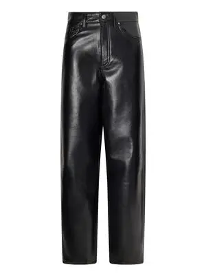 AGOLDE Nate Leather-blend Tapered Pants Black