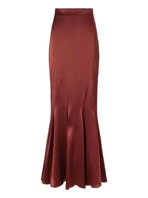 Max Mara Tabarin Pleated Silk-satin Maxi Skirt - Burgundy