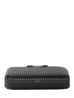 Alaïa Delta Laser-cut Leather Clutch - Black